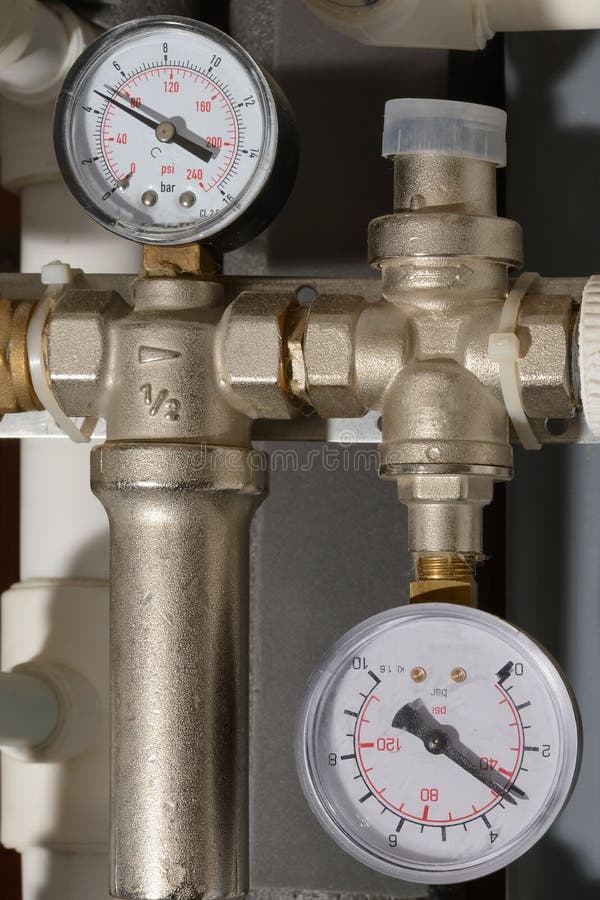 Two pressure gauges stock photo. Image of gauges, polypropylene - 78214250
