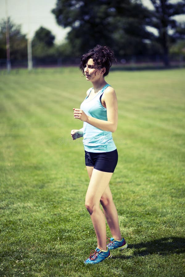 Two Pretty Girls Jogging in the Morning Stock Image - Image of country ...