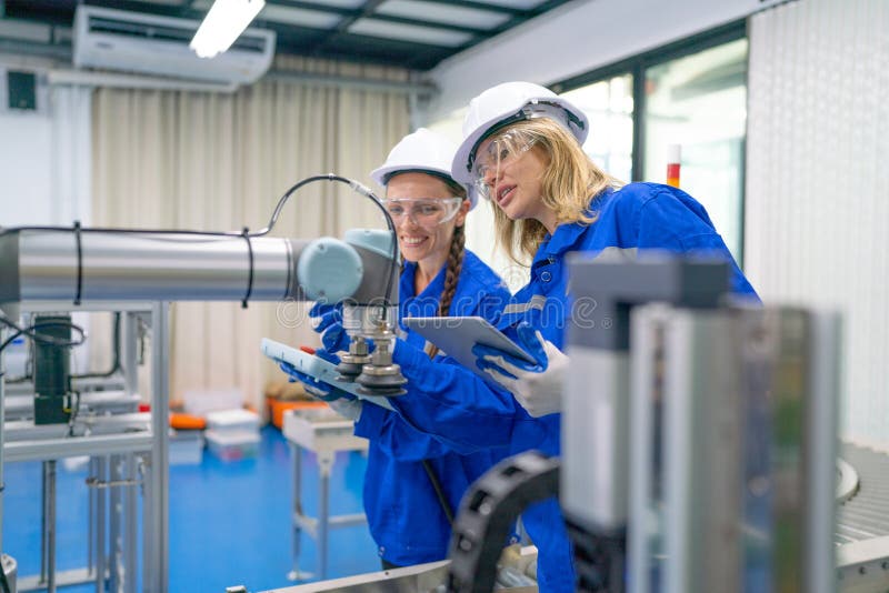 Two Pretty Professional Technician or Engineer Women Help To Check the ...