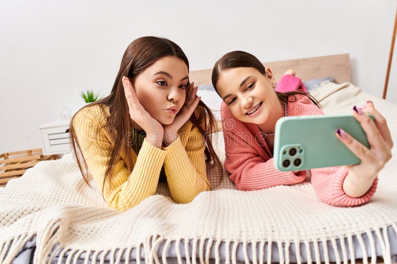Two Pretty Teenage Girls in Casual Stock Photo - Image of smiling ... Two Pretty Teenage Girls in Casual Stock Photo - Image of smiling ...