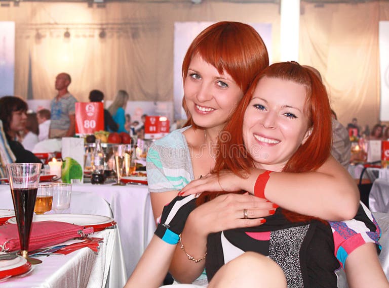 Two Pretty Young Ladies Flirting. Stock Image - Image of casual, flirt ...