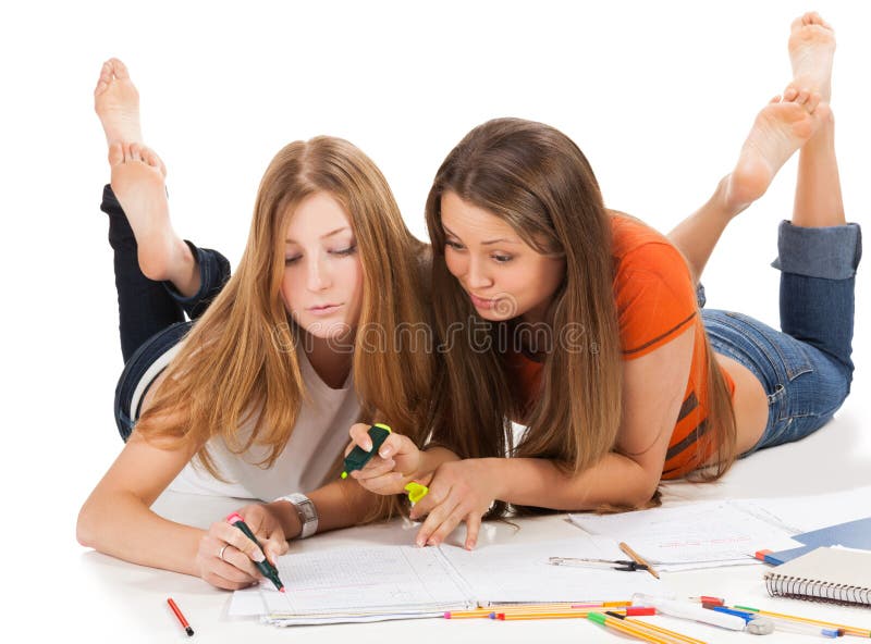 Two Pretty Young Student Girls Stock Photo - Image of beautiful ...