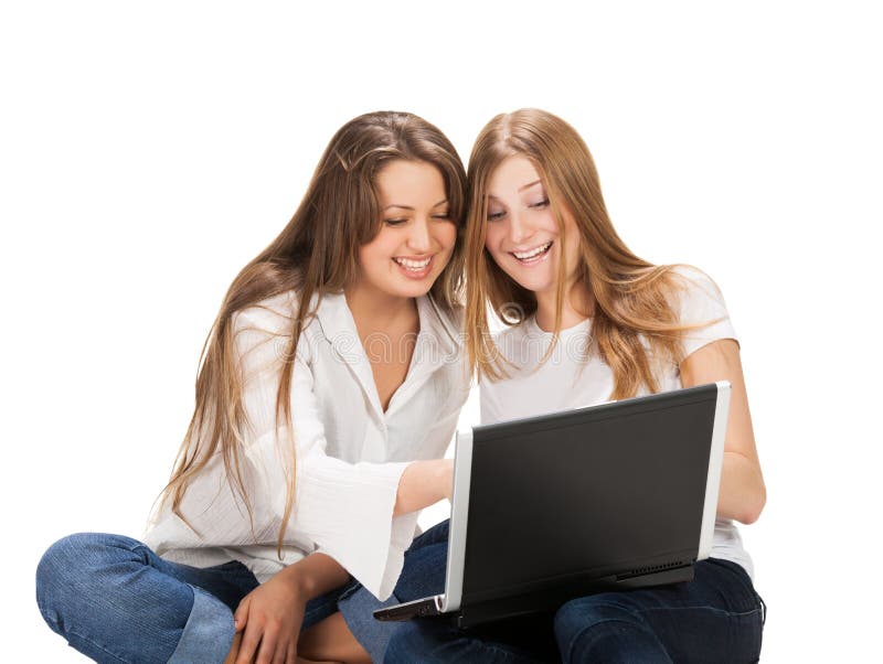 Two Pretty Young Student Girls Stock Photo - Image of girl, caucasian ...