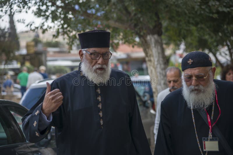 Two Priests Walking on the Streets of Nazareth Editorial Stock Image ...