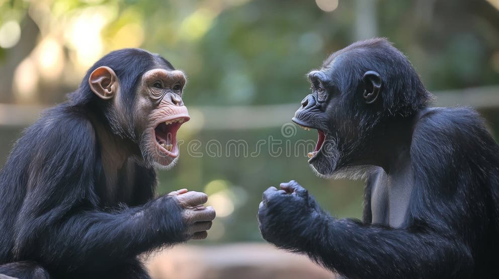 Two Primates Engaging in Vocal Display Stock Illustration ...