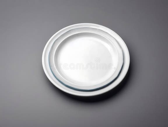 Two White Ceramic Plates Stacked Harmoniously on a Muted Gray ...