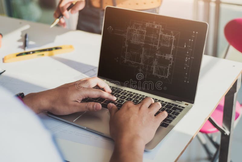 Two Professional Architects Discussing House Building Plan Design ...