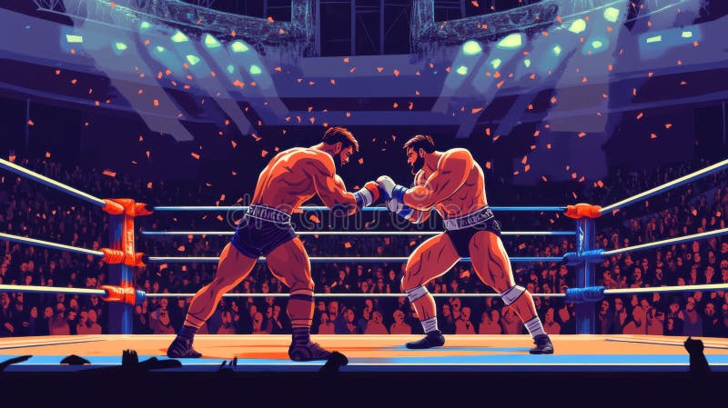 Boxers Fighting on Boxing Ring Stock Vector - Illustration of combat ...