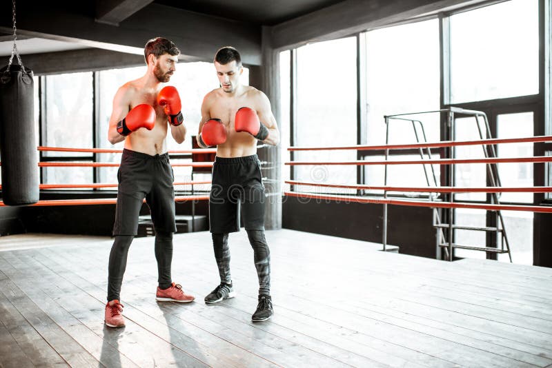 Two Professional Boxers Training at the Gym Stock Image - Image of ...