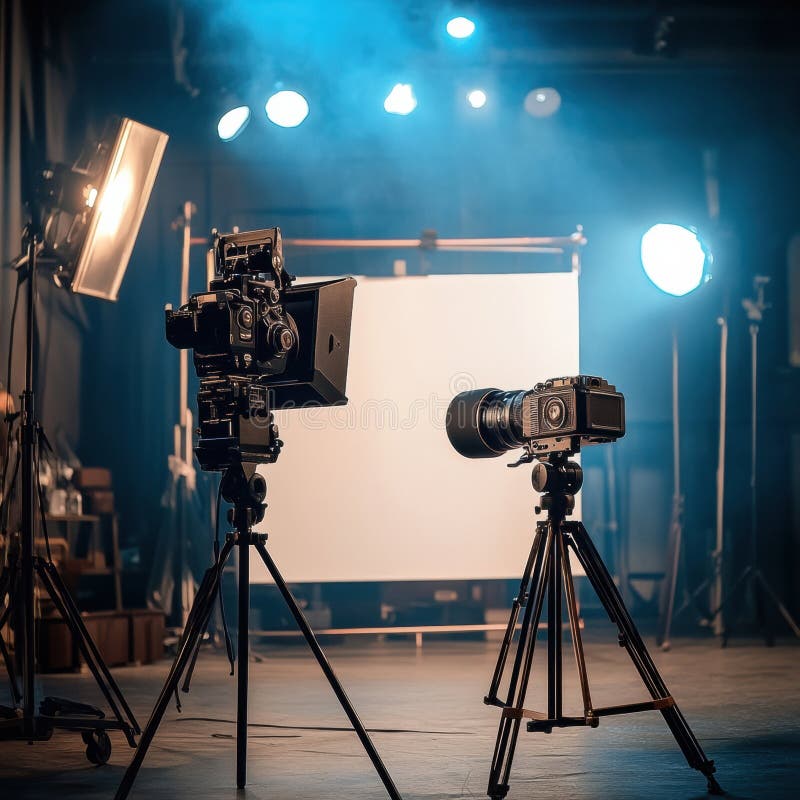 Two Professional Cameras Set Up for a Shooting Session in a Studio with ...