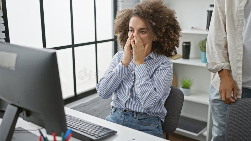Two Professional Co-workers, Man and Woman, at the Office, Deep in ...