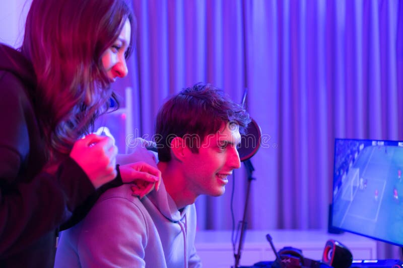 Two Professional Gamers are in a Winning Mood. Stock Image - Image of ...