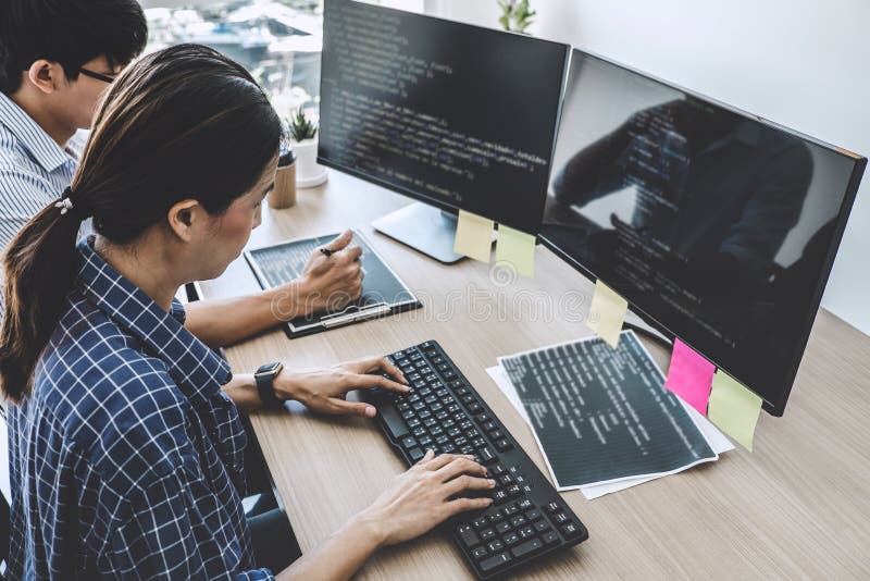 Two People Coding Code Program Programming Developer Computer Web Development Coder Working