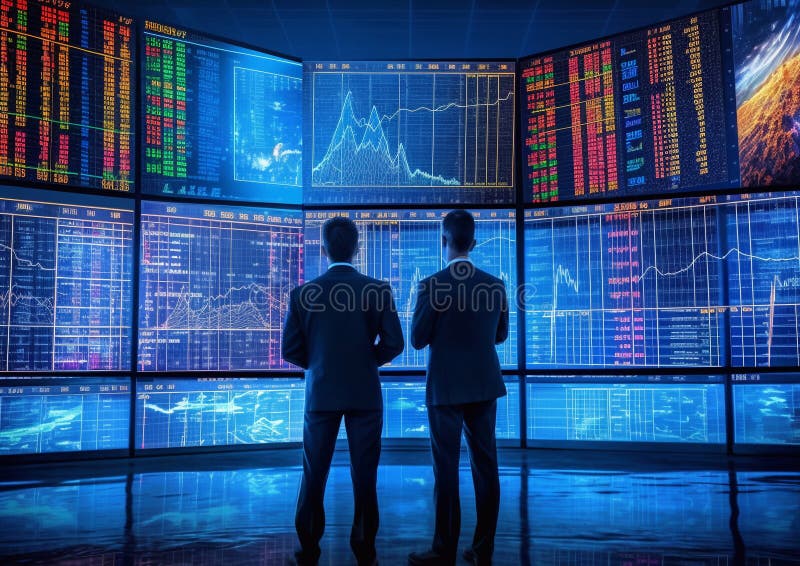 Two Professional Stock Market Traders Looking at Analysis Charts.Macro ...
