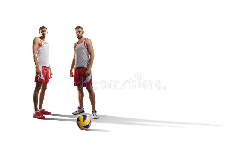 Two Professional Volleyball Players Isolated on White Stock Image ...