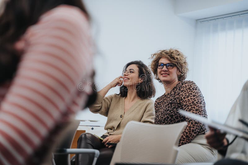 Engaged, Middle-aged, Female, Business Employees Participating in a ...