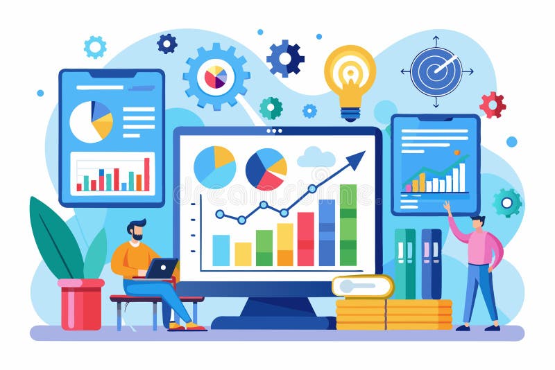 Two Professionals Analyze Business Financial Trends Using a Computer ...