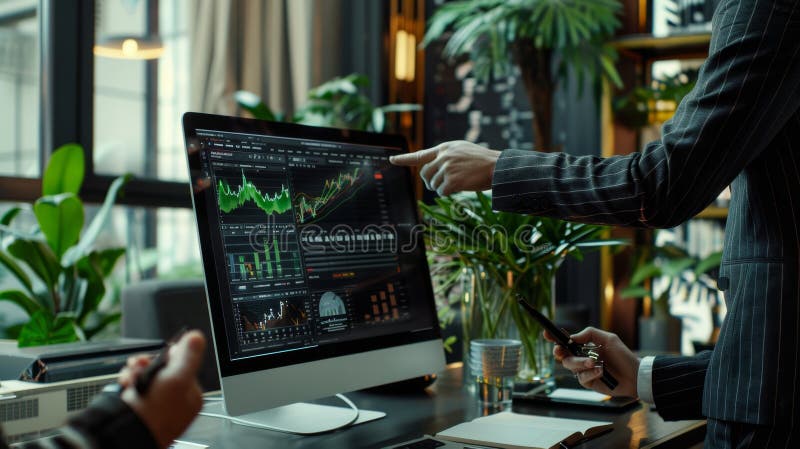 The Computer with Stock Graphs.AI Generated Image Stock Photo - Image ...