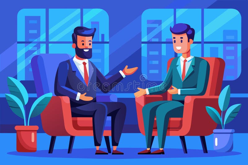 Two Professionals are Engaged in a Conversation while Seated in a ...