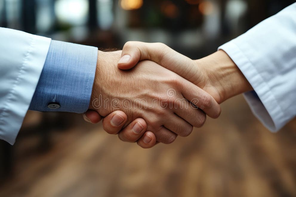 Two Professionals Shake Hands in a Collaborative Agreement Inside a ...