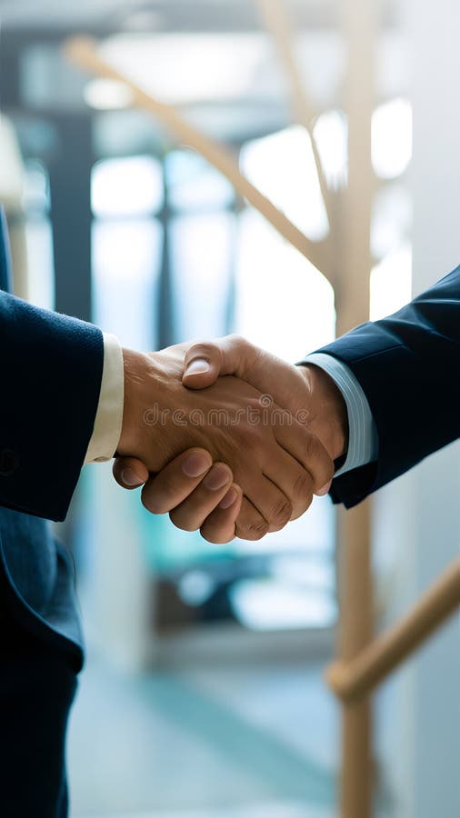 Two Professionals Shake Hands in Formal Business Setting, Symbolizing ...