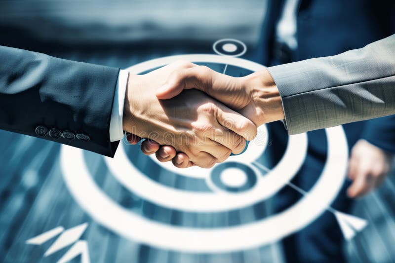 Two Professionals Shaking Hands Over a Bullseye Diagram Stock Photo - Image of generated ...