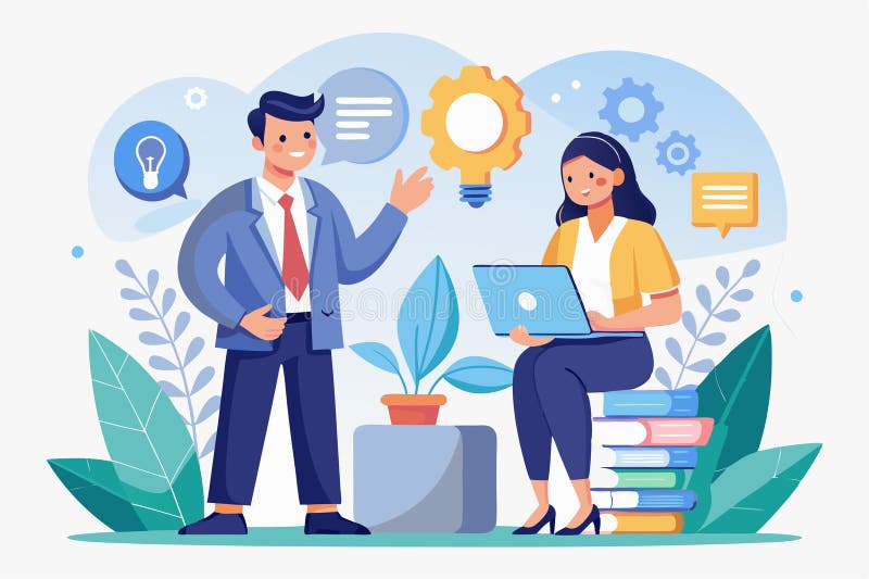 Two Professionals Share Ideas while Brainstorming Creatively in a ...