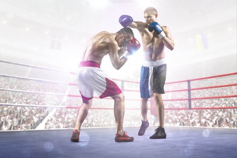 Two Professionl Boxers are Fighting on Arena Stock Photo - Image of ...