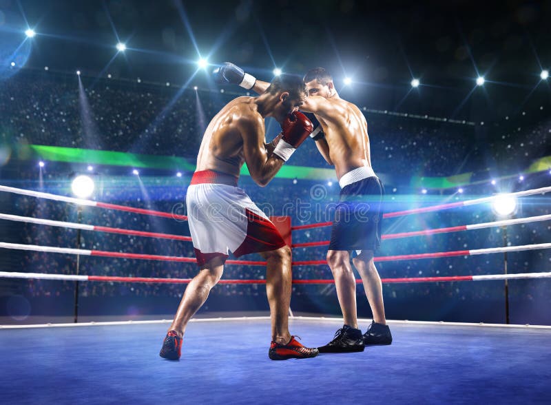 Two Professional Boxers are Fighting on Arena Stock Image - Image of ...