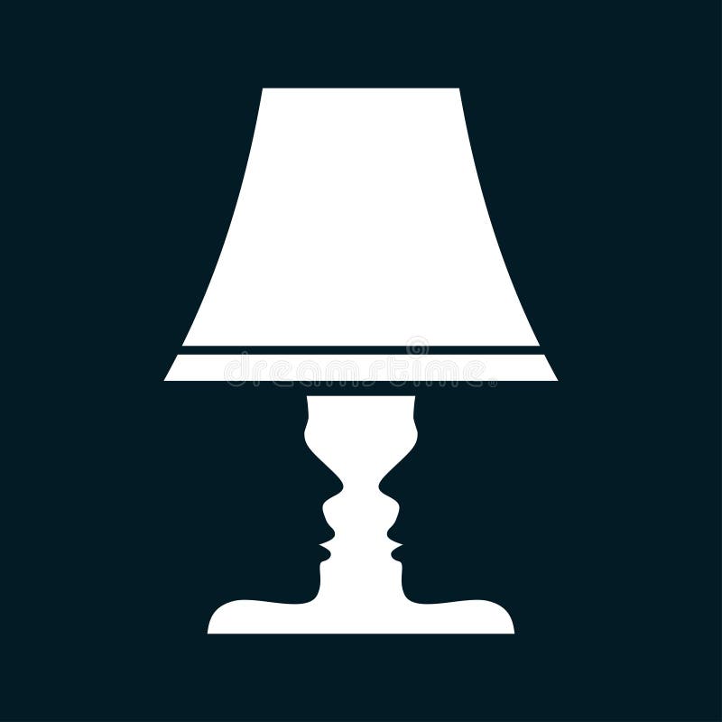 Two Profile Faces with Table Lamp. Stock Vector - Illustration of ...