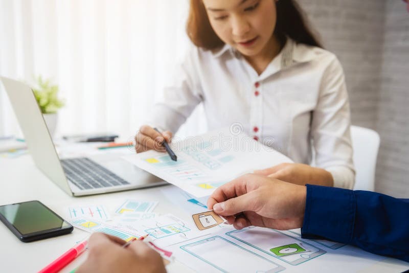 Two Programmer Working Sketches for Mobile Phone Application in Office ...