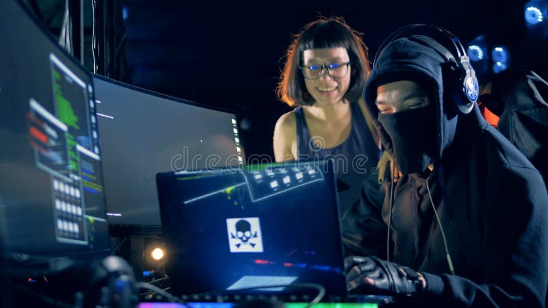 Two Programmers are Laughing during Hacking Process Stock Footage ...