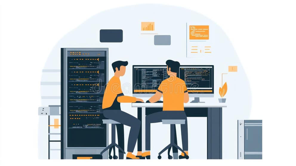 Graphic Design, Two Programmers Working at a Desk Editorial Stock Photo - Illustration of ...