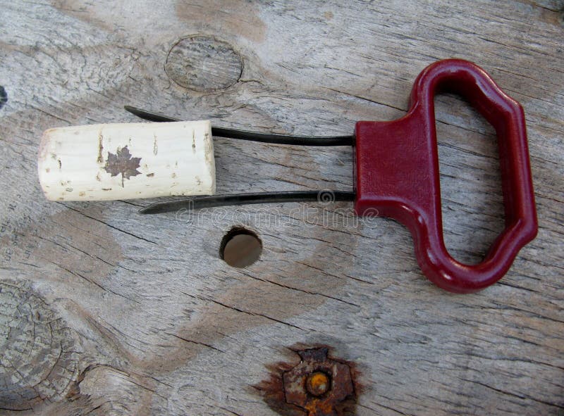 Ah so Two Prong Cork Puller and Wine Cork. Stock Image - Image of ...