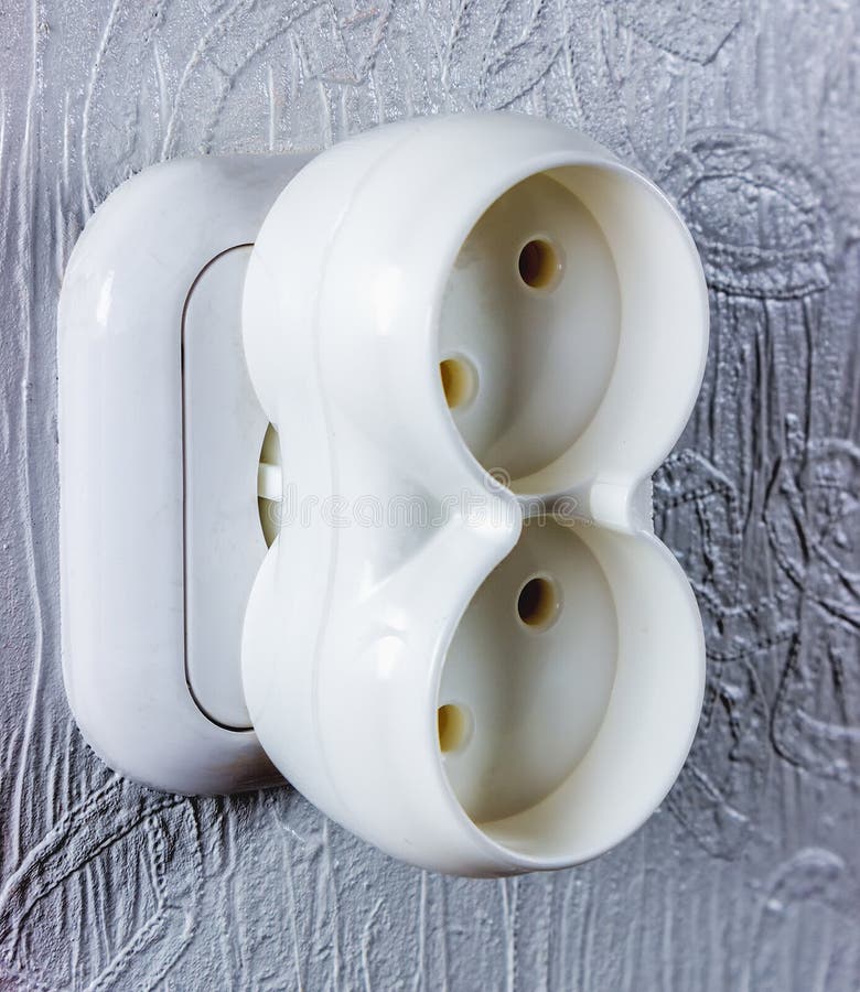 Two-prong Socket Adapter in the Room Wall Stock Image - Image of ...