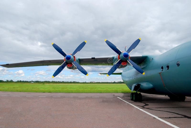 Two Propellers on the Aircraft a Cloudy Day Stock Photo - Image of bird ...