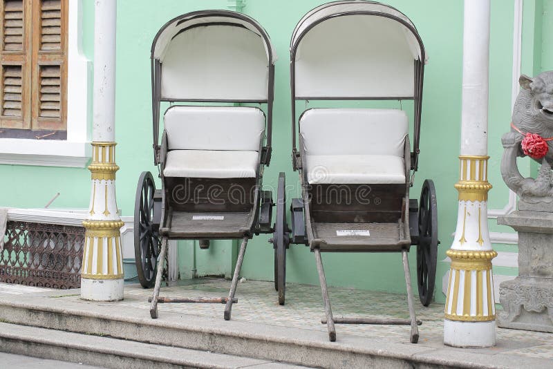 Two Pulled rickshaw stock photo. Image of street, east - 52368462