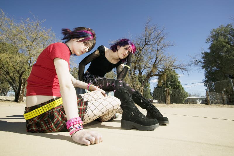 Two Punk Girls stock image. Image of hair, shoes, punk - 5096517