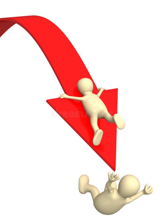 Two Puppets, Falling from an Arrow Stock Illustration - Illustration of ...