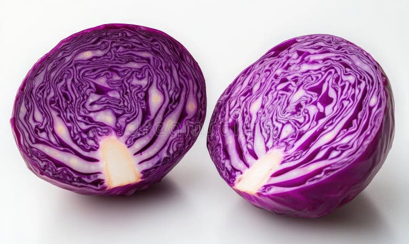 Two Purple Cabbage Heads are Cut in Half Stock Image - Image of nature ...
