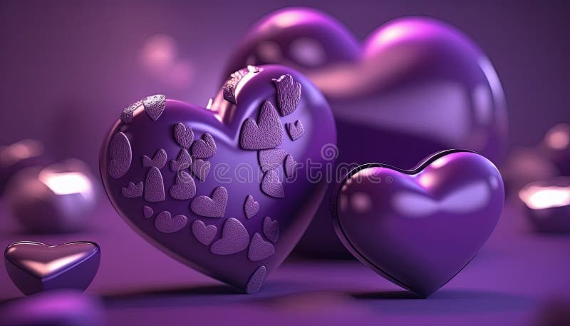 Two Purple Hearts with Hearts Shaped Like Hearts on a Purple Background ...