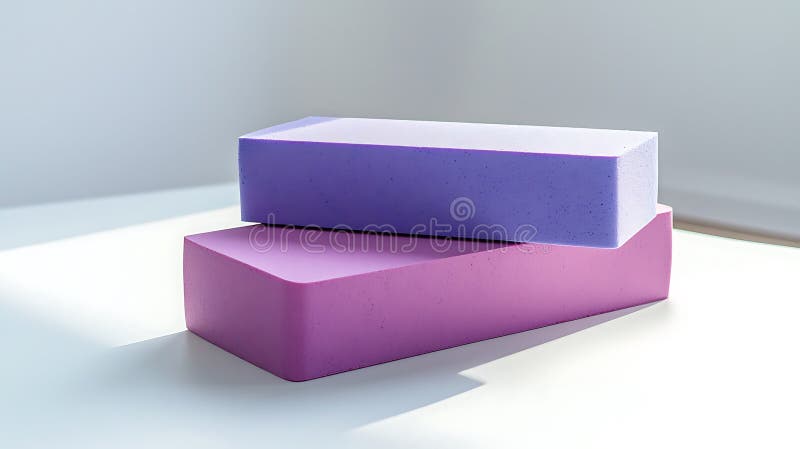 Two Purple and Pink Blocks Stacked on Top of Each Other Stock Photo ...