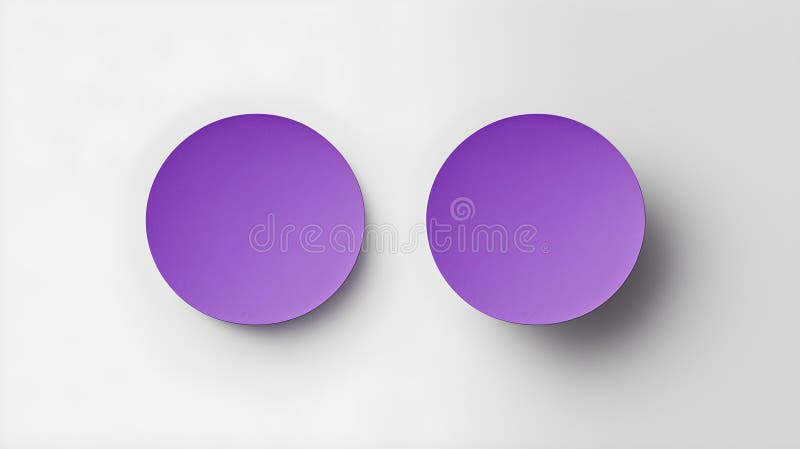 Two Purple Round Paper Notes on a White Background. Brainstorming ...