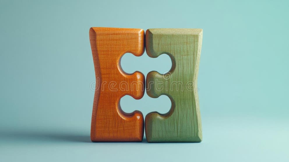 Two Puzzle Pieces Connect for Success and Teamwork Solution Concept ...