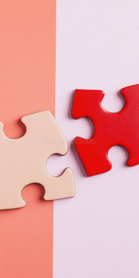 Two Puzzle Pieces Connecting on a Pink Background Symbolizing Unity and ...