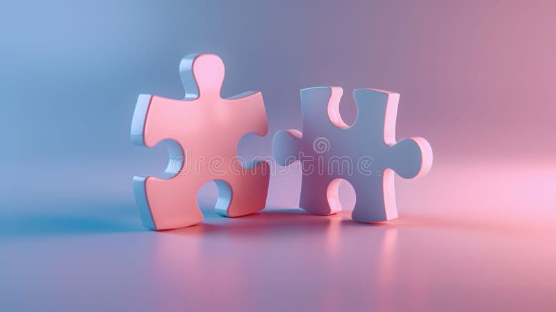 Two Puzzle Pieces Fitting Together. Generative Ai Stock Illustration ...