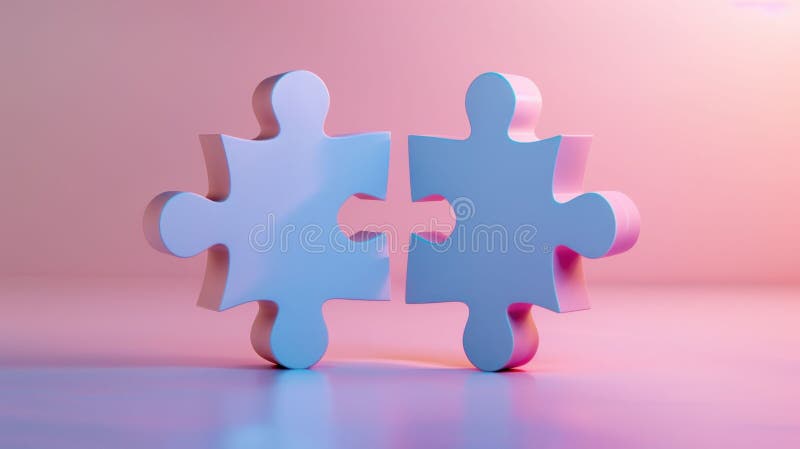 Two Puzzle Pieces Fitting Together. Generative Ai Stock Illustration ...