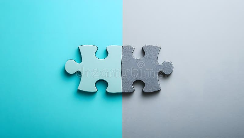 Two Puzzle Pieces Fitting Together on a Split Background, Showcasing ...