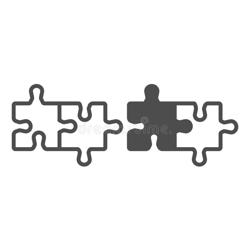 Two Puzzle Pieces, Match Line and Solid Icon, Dating Concept ...