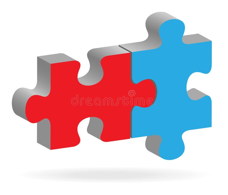 Two Puzzle Pieces Isolated stock illustration. Illustration of puzzle ...